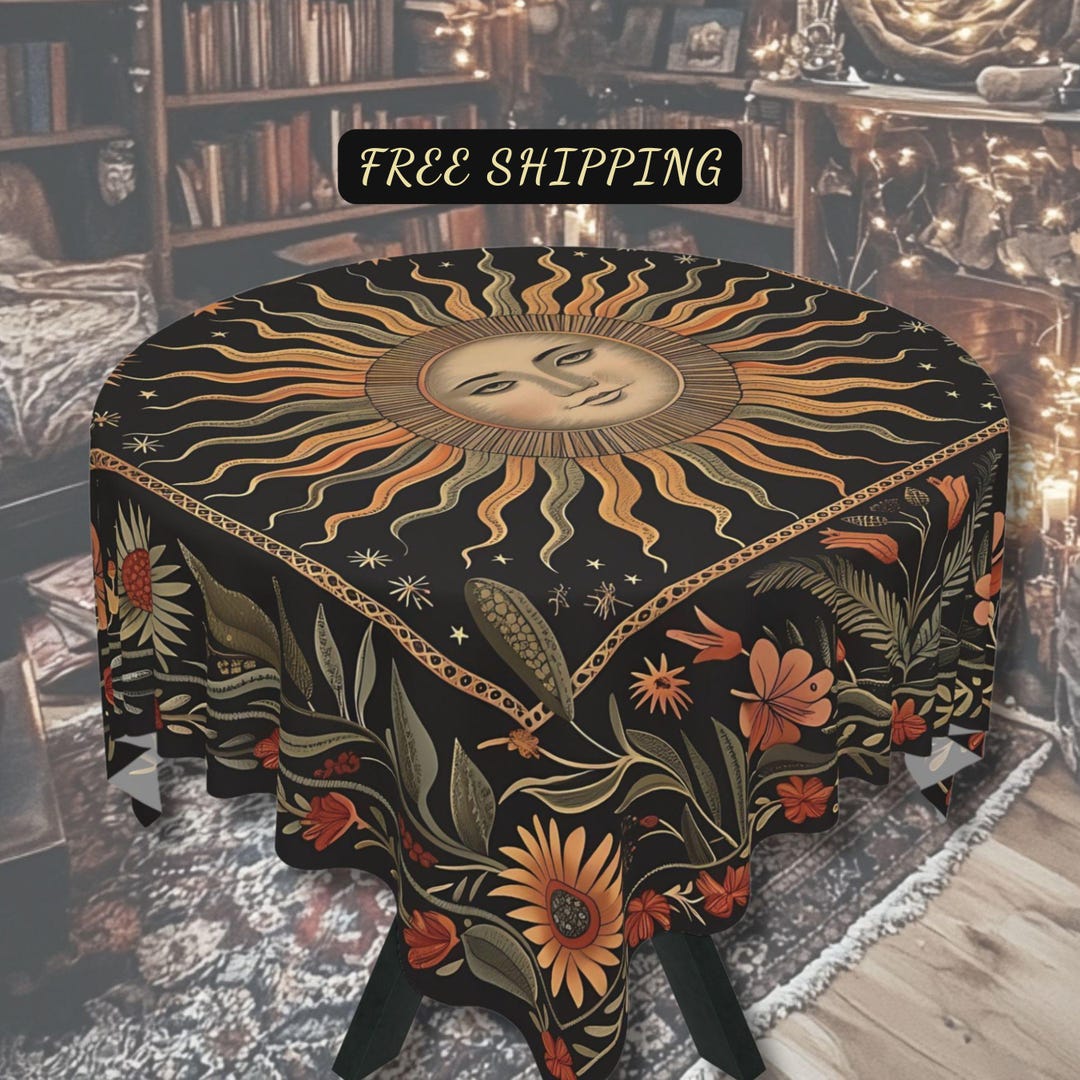 Litha Sabbat Table Decor, Wiccan Fabric Tablecloth, Wheel of the Year ...