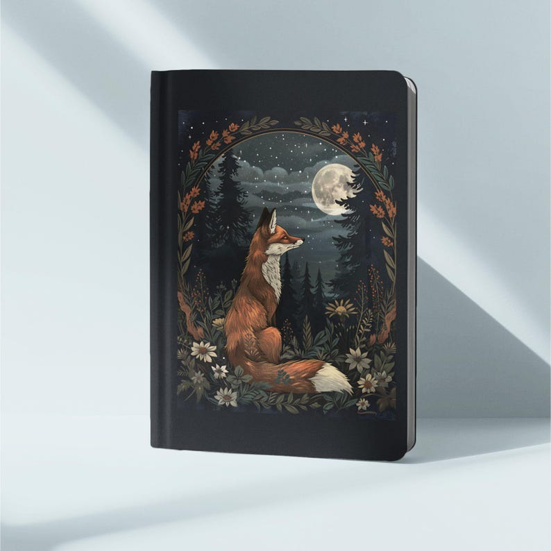 Personalized Red Fox Journal, Custom Nature Notebook, Moon Lovers Diary ...
