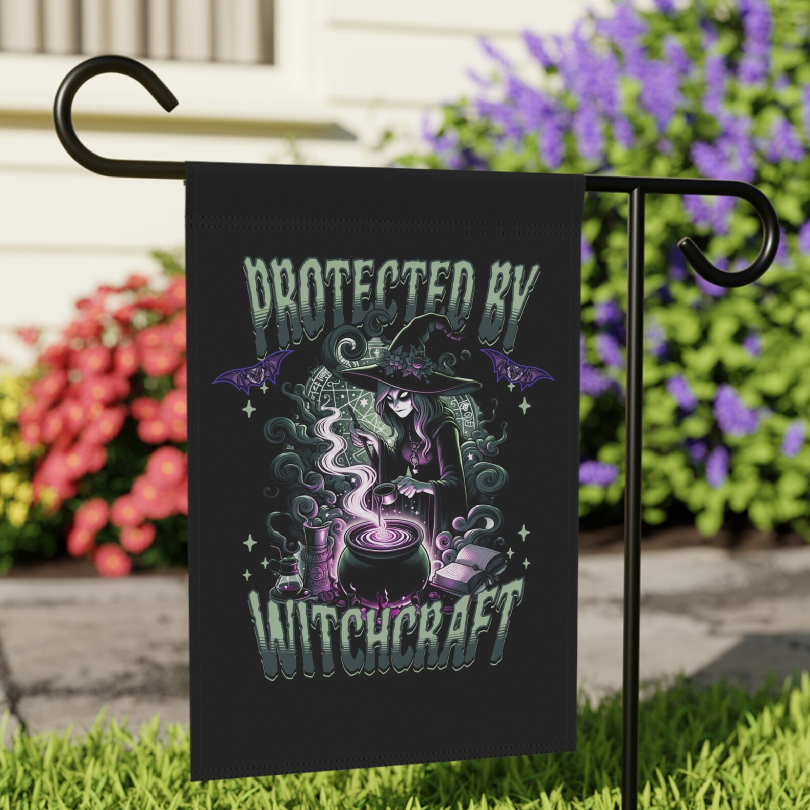 Protected by Witchcraft Funny Porch Decor Halloween Banner Scary Creepy ...