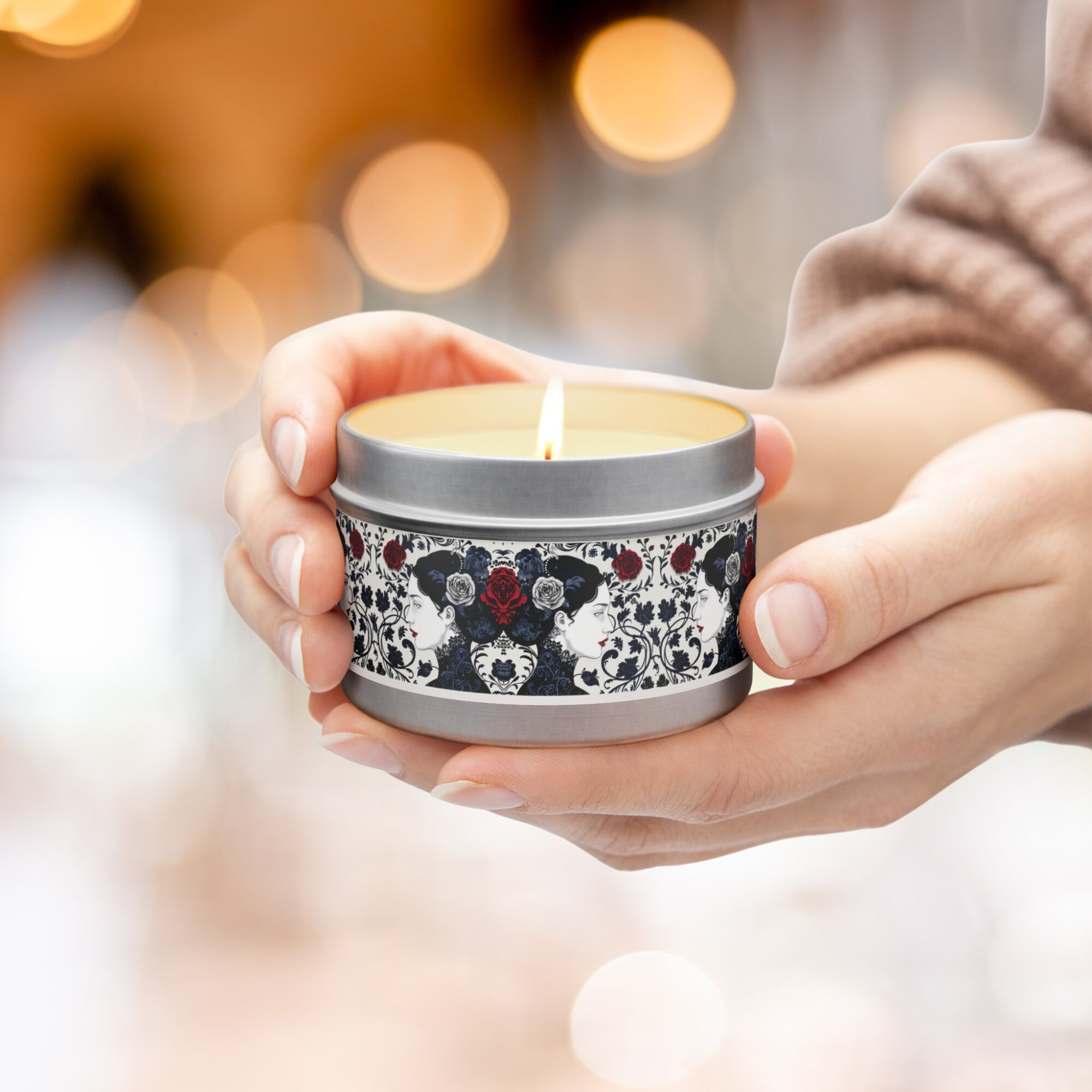 Gothic Victorian Roses and Lace Tin Candle Macabre Gifts Dark Academia ...