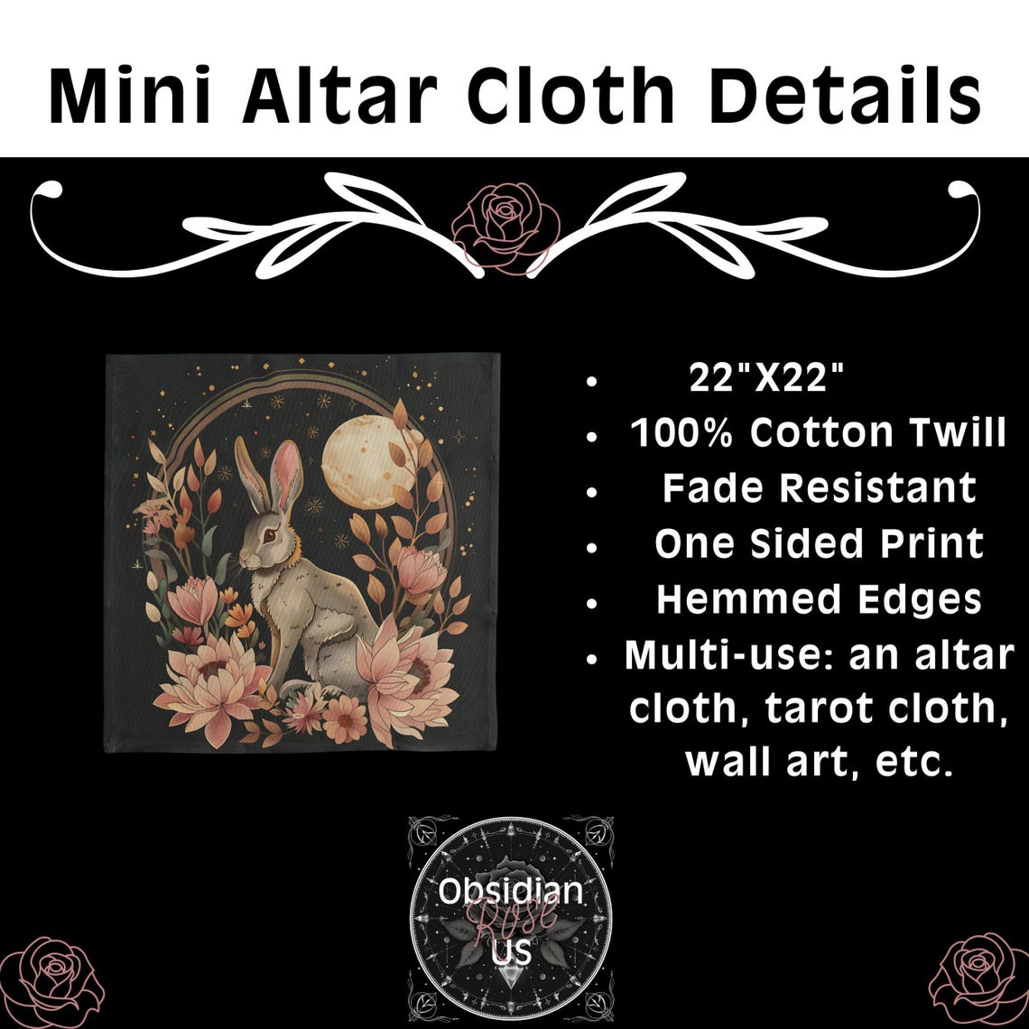 Spring Equinox Altar Cloth, Rabbit-themed Ostara Sabbat Decor, Wheel of ...