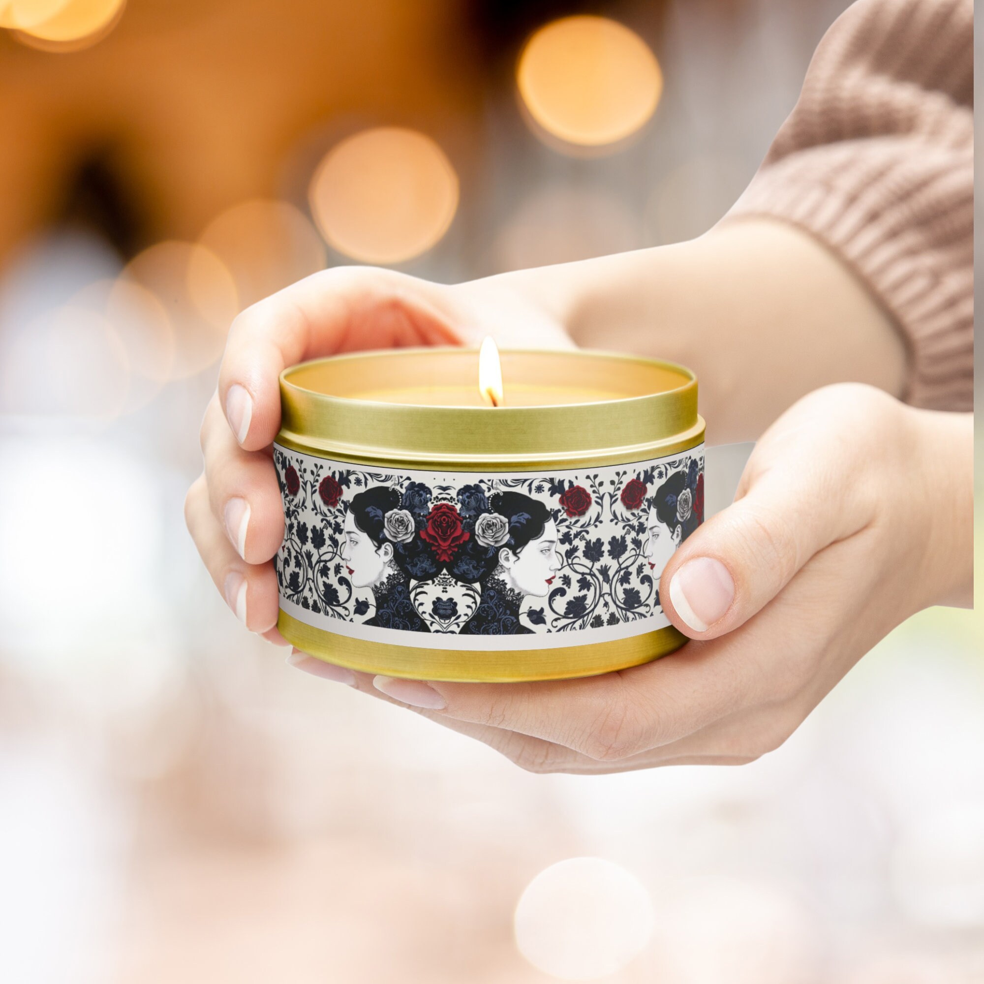 Gothic Victorian Roses and Lace Tin Candle Macabre Gifts Dark Academia ...