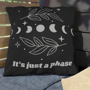 Lunar Phases Outdoor Pillow Witchy Vibe Whimsigoth Decor Black Magic ...