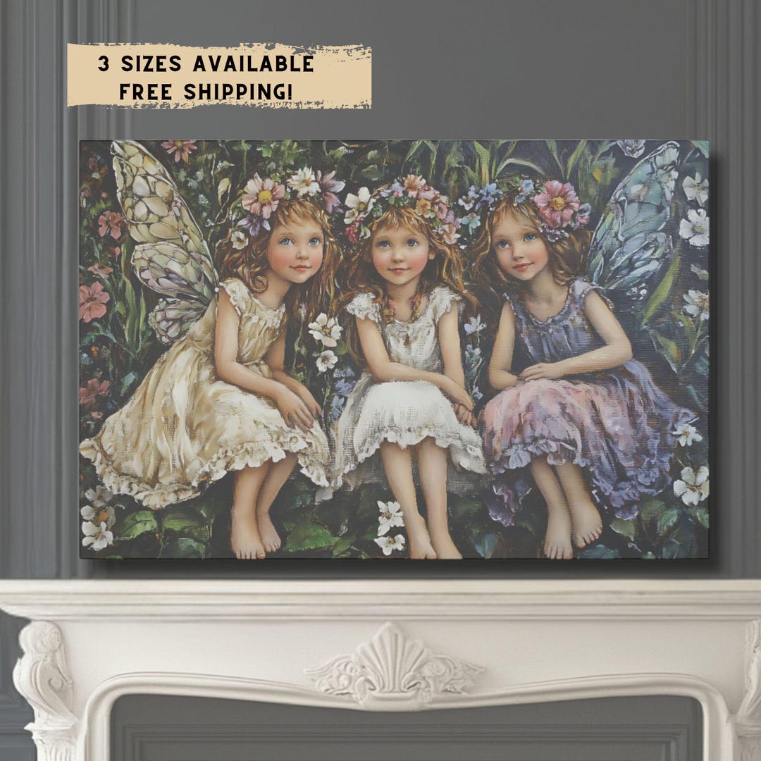 Garden Fairies Canvas, Magical Art Fairy Painting, Mystical Decor Art ...