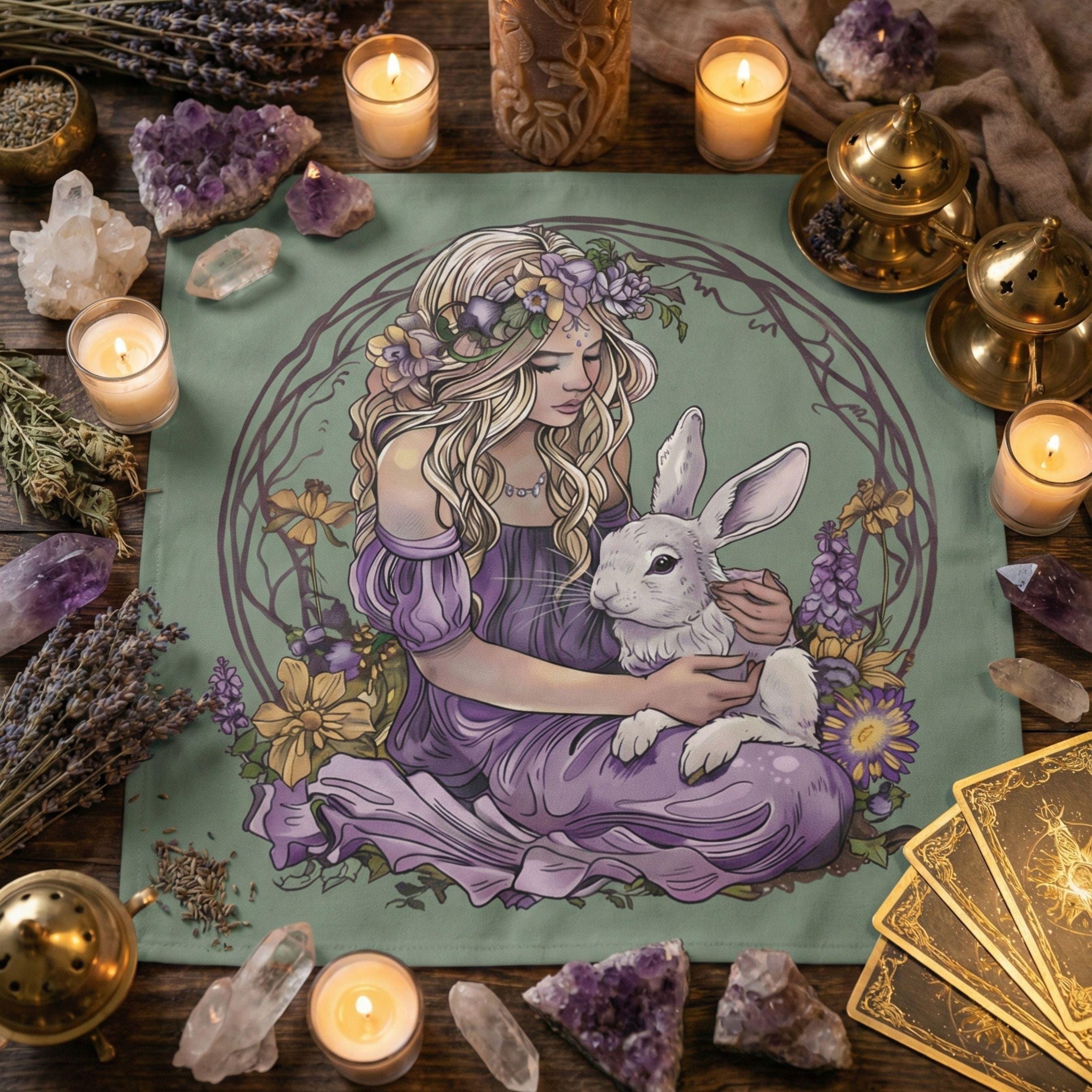Spring Equinox Rabbit-themed Altar Cloth, Ostara Sabbat Decor ...