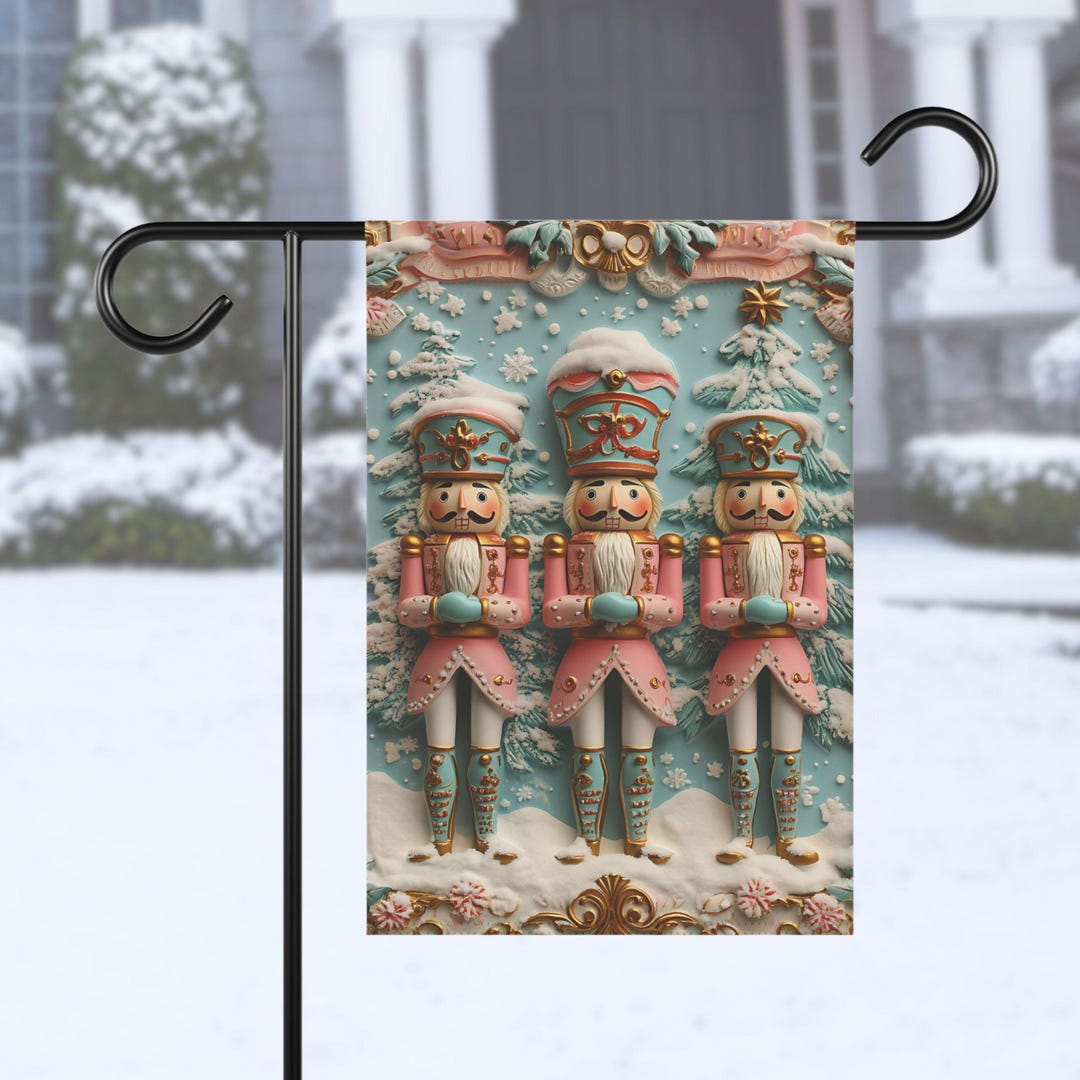 Pastel Christmas Nutcrackers Flag, Double-sided Print Lawn Ornament ...