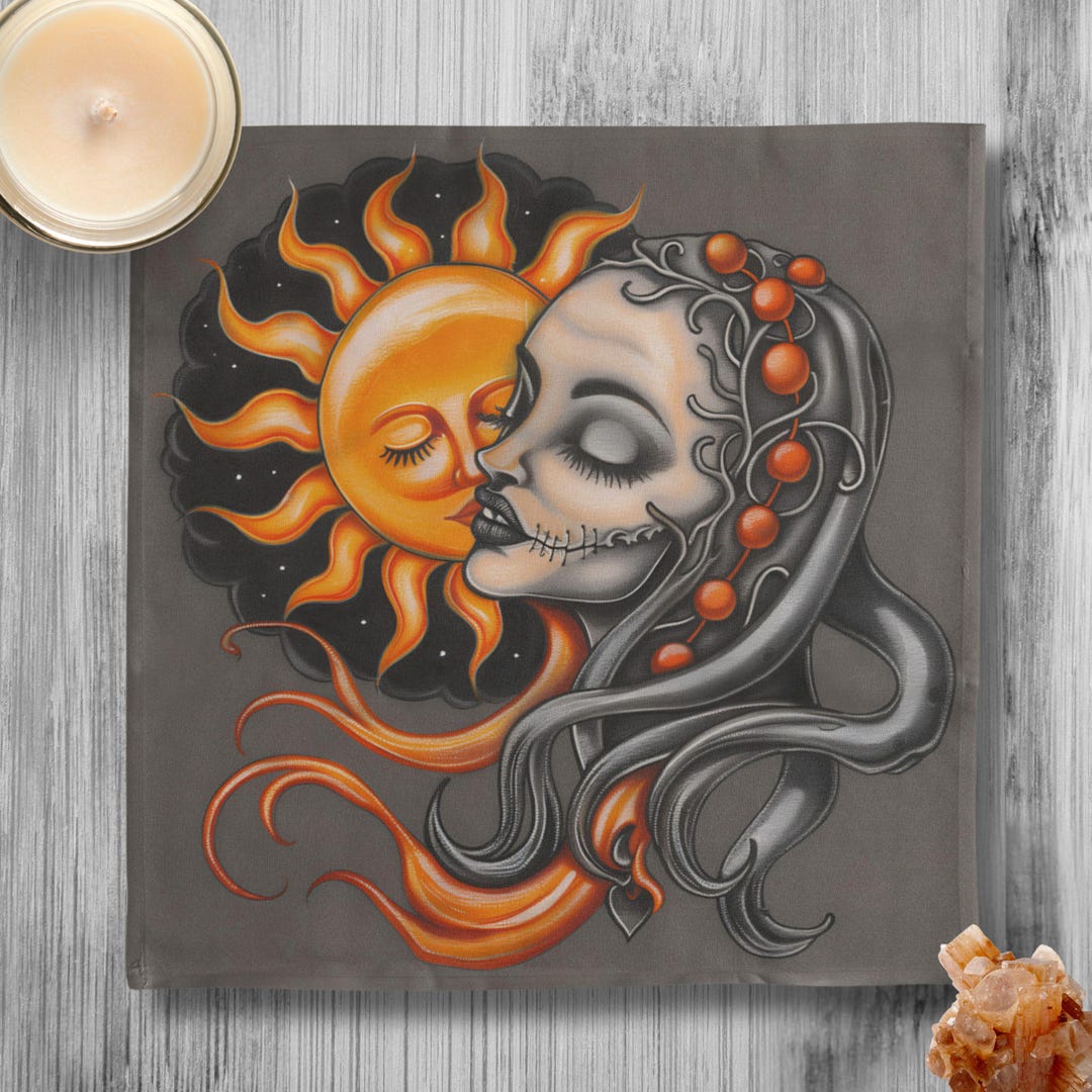 Death and Life Altar Table Decor, Tarot Spread Cloth, Necromancy Magic ...