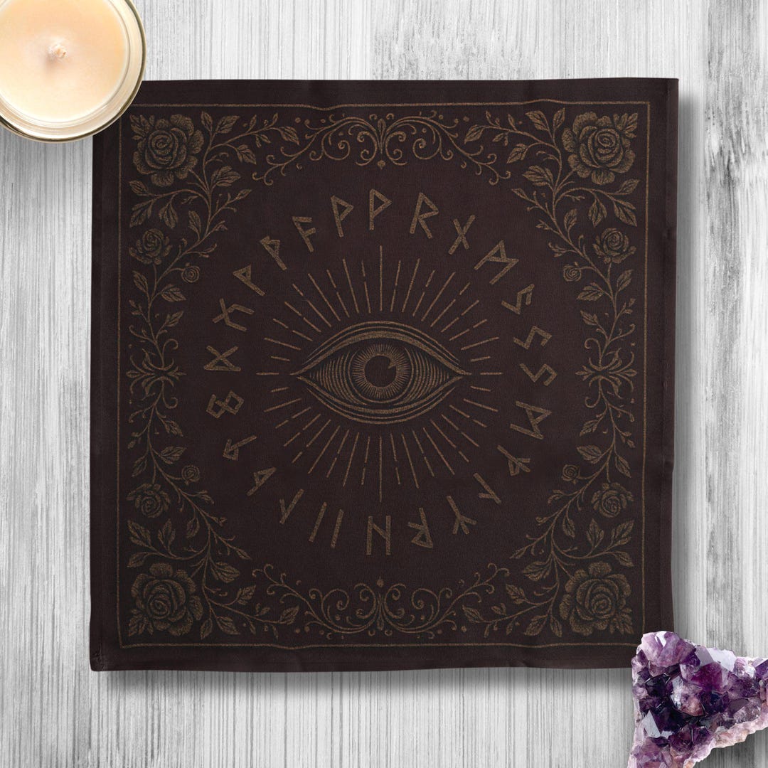Mystical Eye Altar Table Decor, Tarot Spread Cloth, Rune Symbols ...