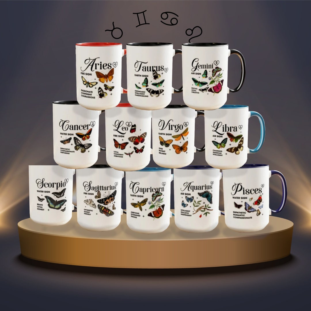 Custom Astrology Mug for Friend Zodiac-themed Mug Butterfly Aesthetic ...