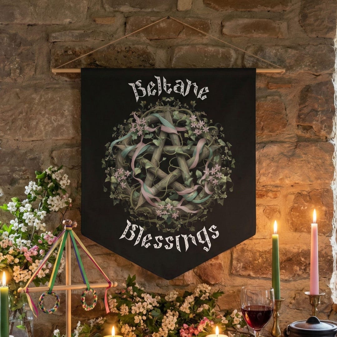 Beltane Pennant Banner, Pagan Altar Decor, Pagan Sabbat Wall Hanging - Etsy