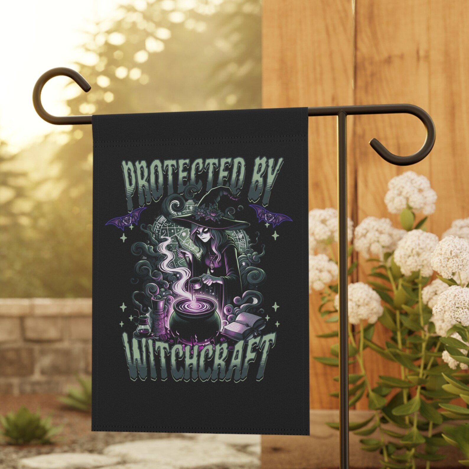 Protected by Witchcraft Funny Porch Decor Halloween Banner Scary Creepy ...