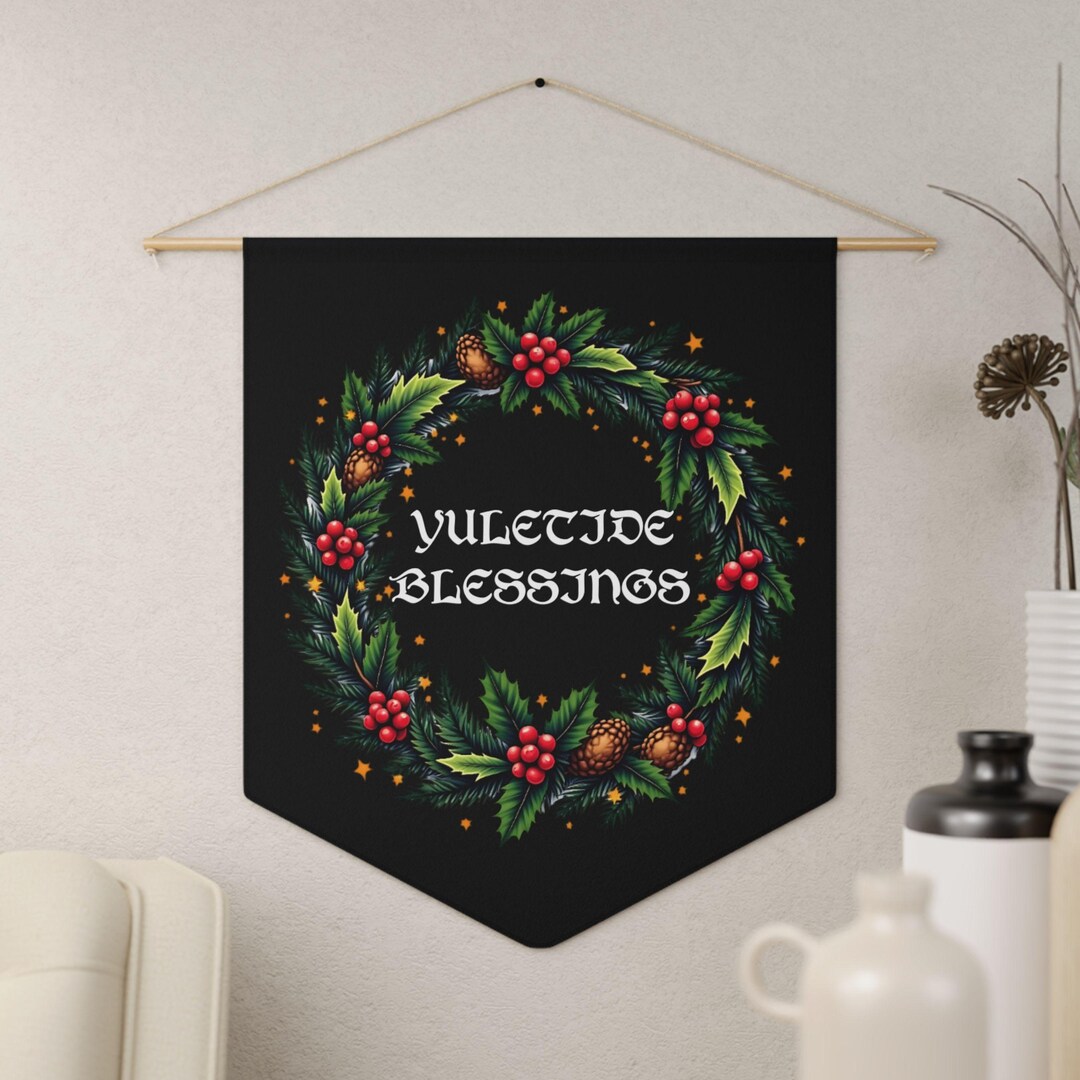 Yule Pennant Banner, Gothic Pagan Holiday Decor, Winter Solstice Wall ...