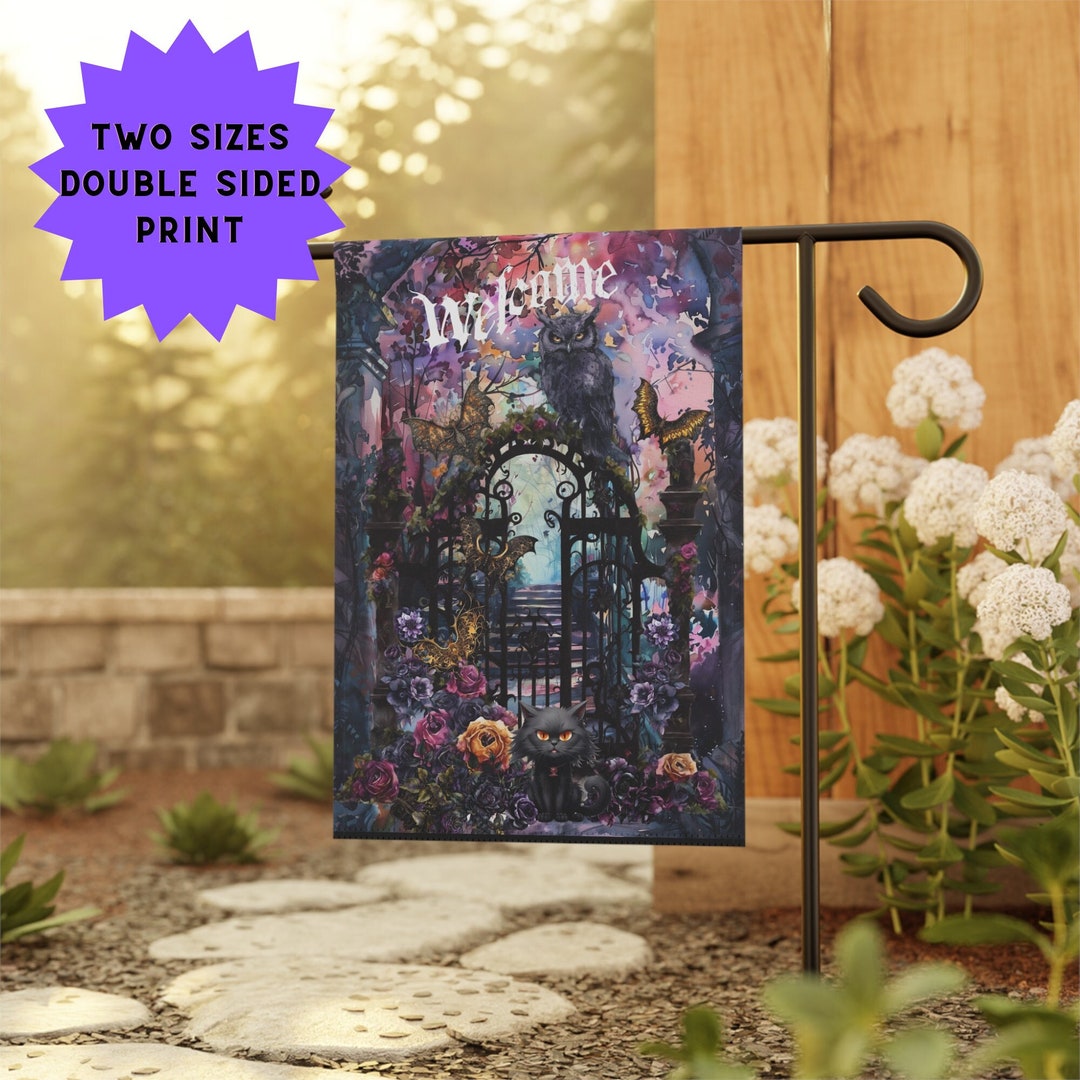 Victorian Gothic Halloween Welcome Flag Spooky Macabre House Banner ...