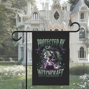 Protected by Witchcraft Funny Porch Decor Halloween Banner Scary Creepy ...