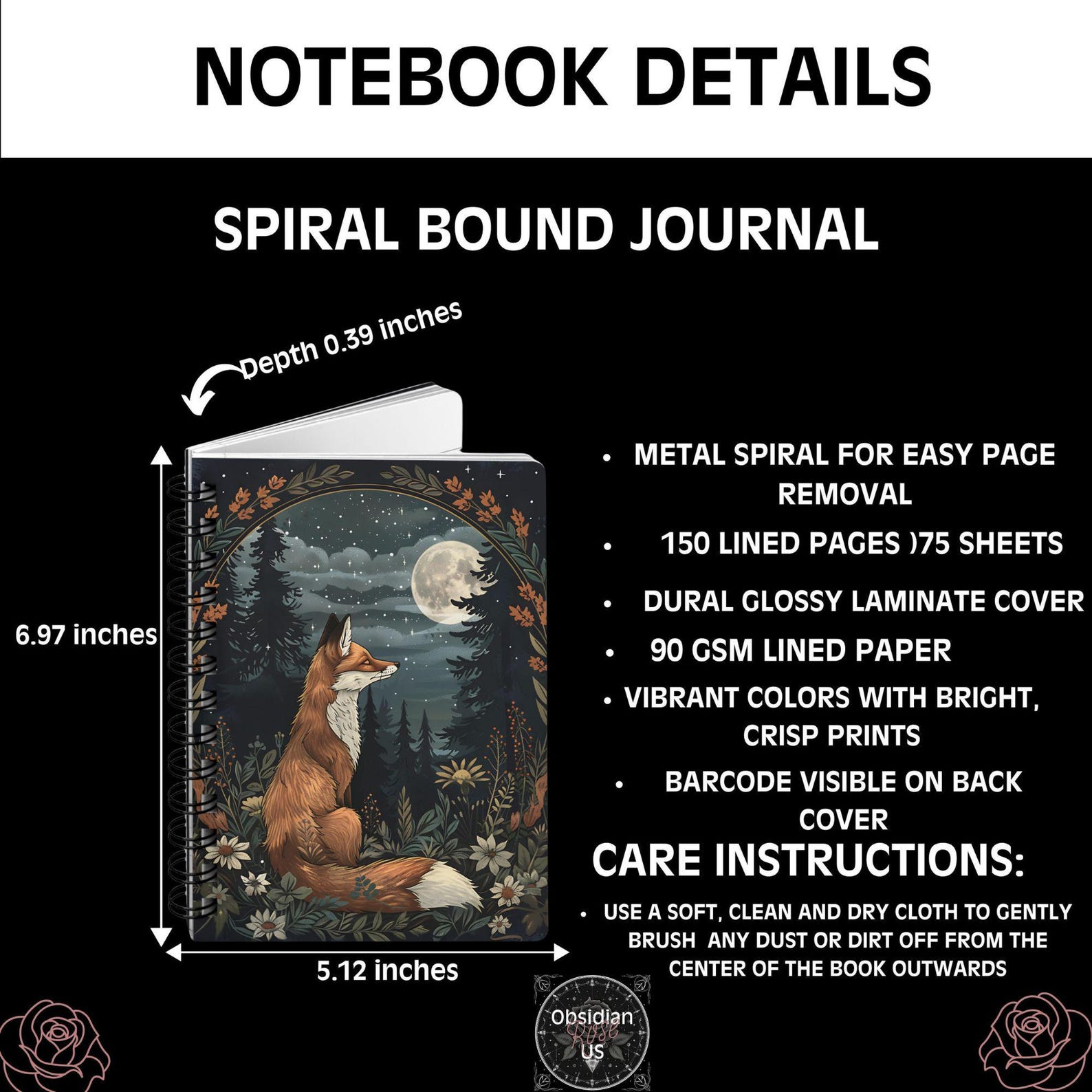 Personalized Red Fox Journal, Custom Nature Notebook, Moon Lovers Diary ...
