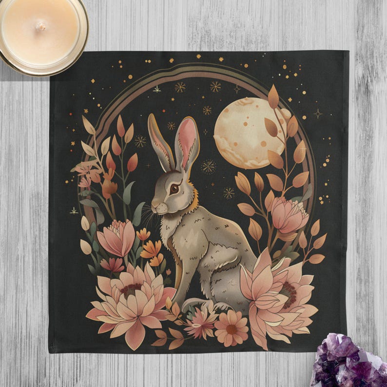 Spring Equinox Altar Cloth, Rabbit-themed Ostara Sabbat Decor, Wheel of ...