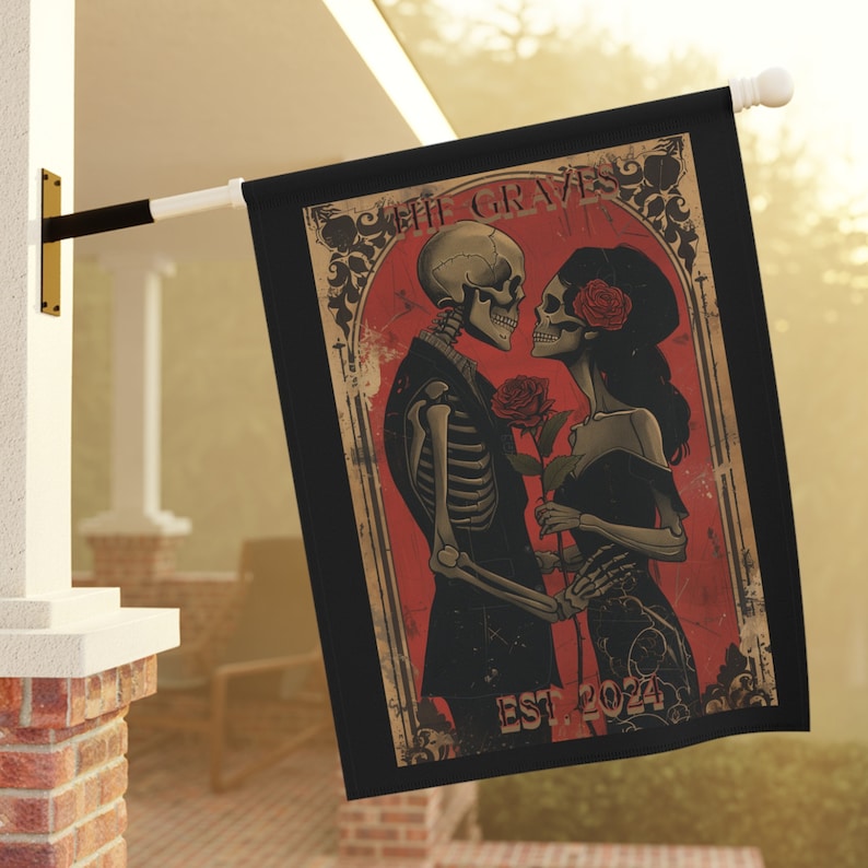 Goth Wedding Banner Gift Personalized Garden Flag Engaged Gothic ...