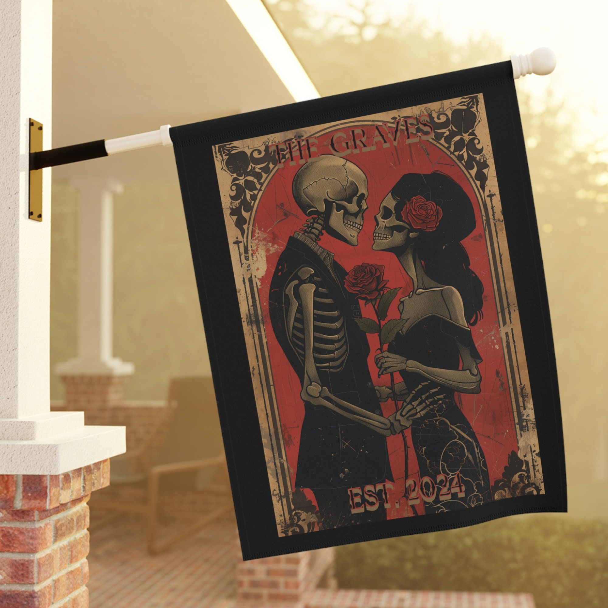 Goth Wedding Banner Gift Personalized Garden Flag Engaged Gothic ...