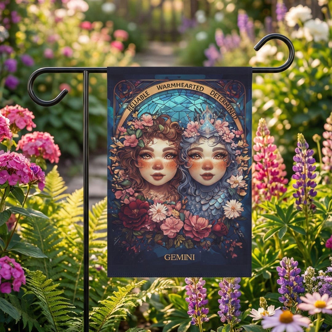 Gemini Zodiac Garden Flag, Twin Sign Astrological Gift, May-june ...