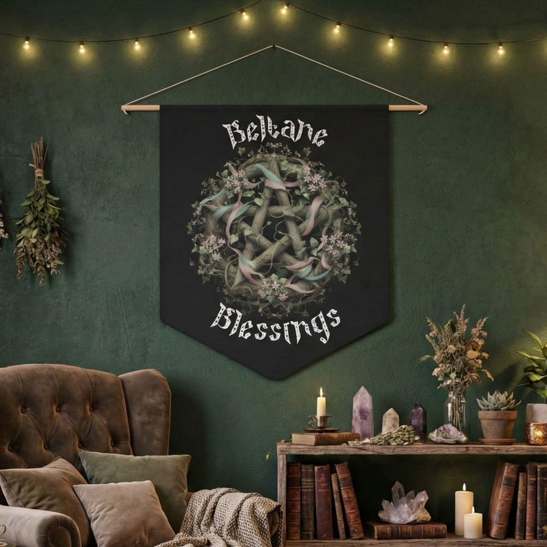 Beltane Pennant Banner, Pagan Altar Decor, Pagan Sabbat Wall Hanging - Etsy