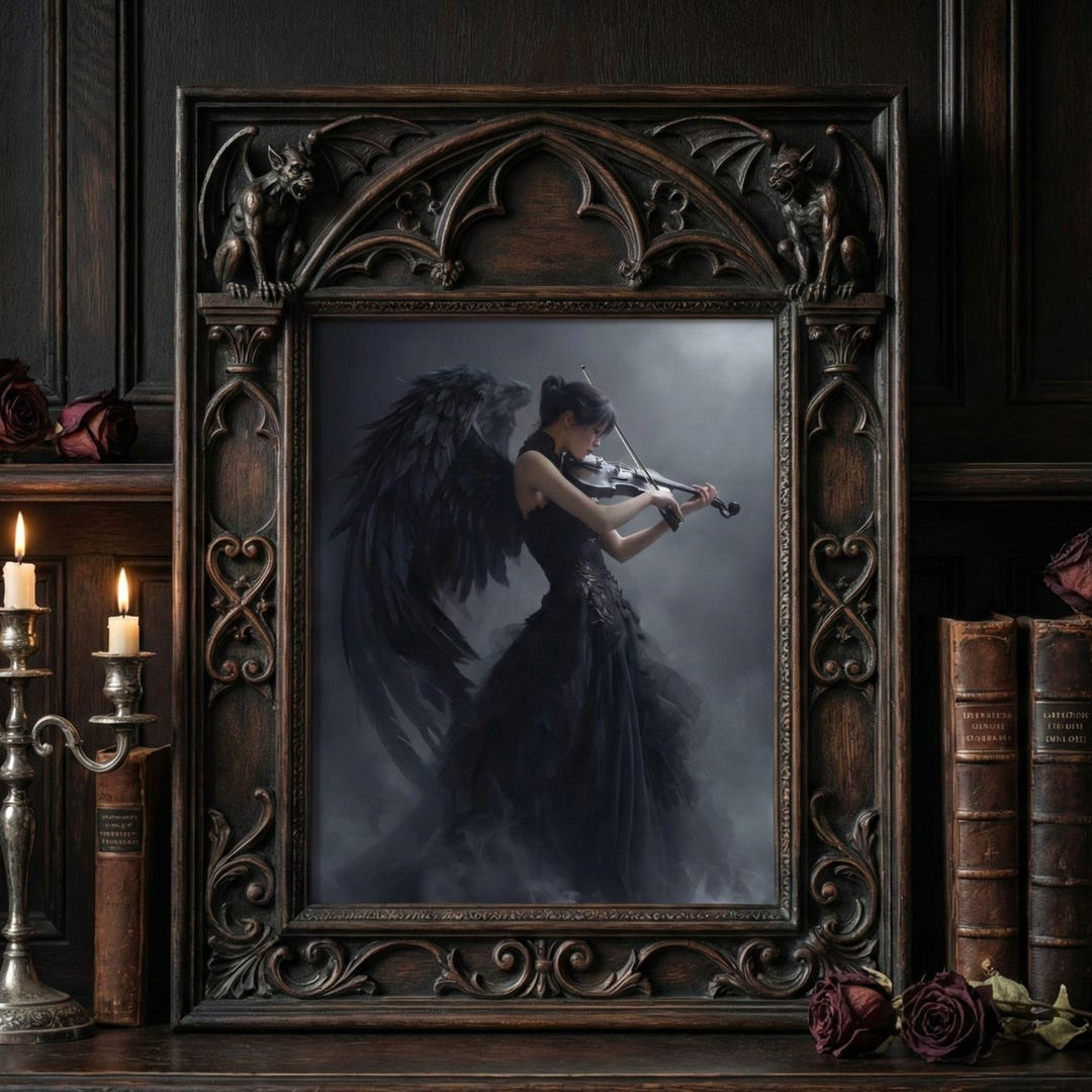 Dark Angel Poster, Gothic Wall Art Print, Dark Aesthetic Music Lover ...