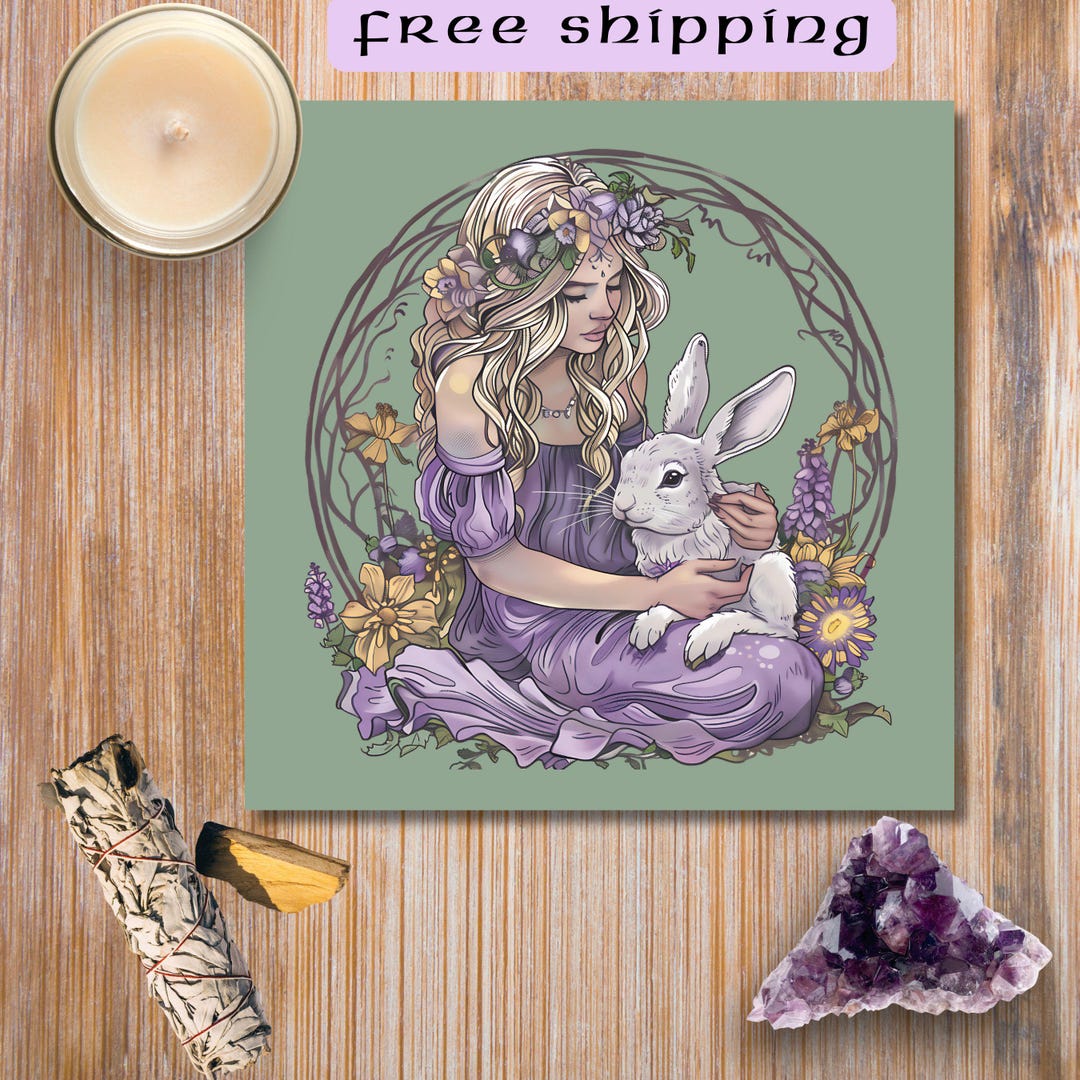 Spring Equinox Rabbit-themed Altar Cloth, Ostara Sabbat Decor, Wheel of ...