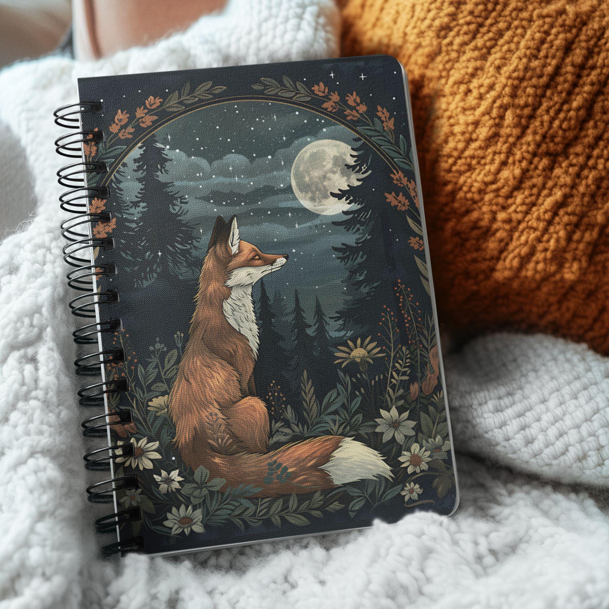 Personalized Red Fox Journal, Custom Nature Notebook, Moon Lovers Diary ...
