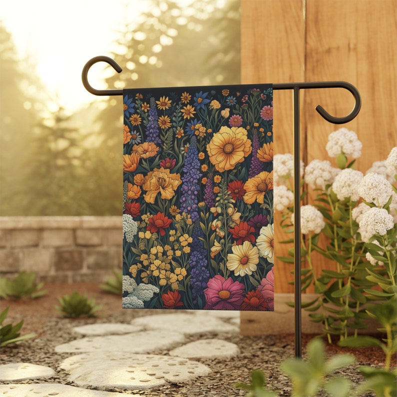 Vintage Pressed Wildflowers Garden Flag Cottage Core Present for Mother-in-law, Spring Garden ...