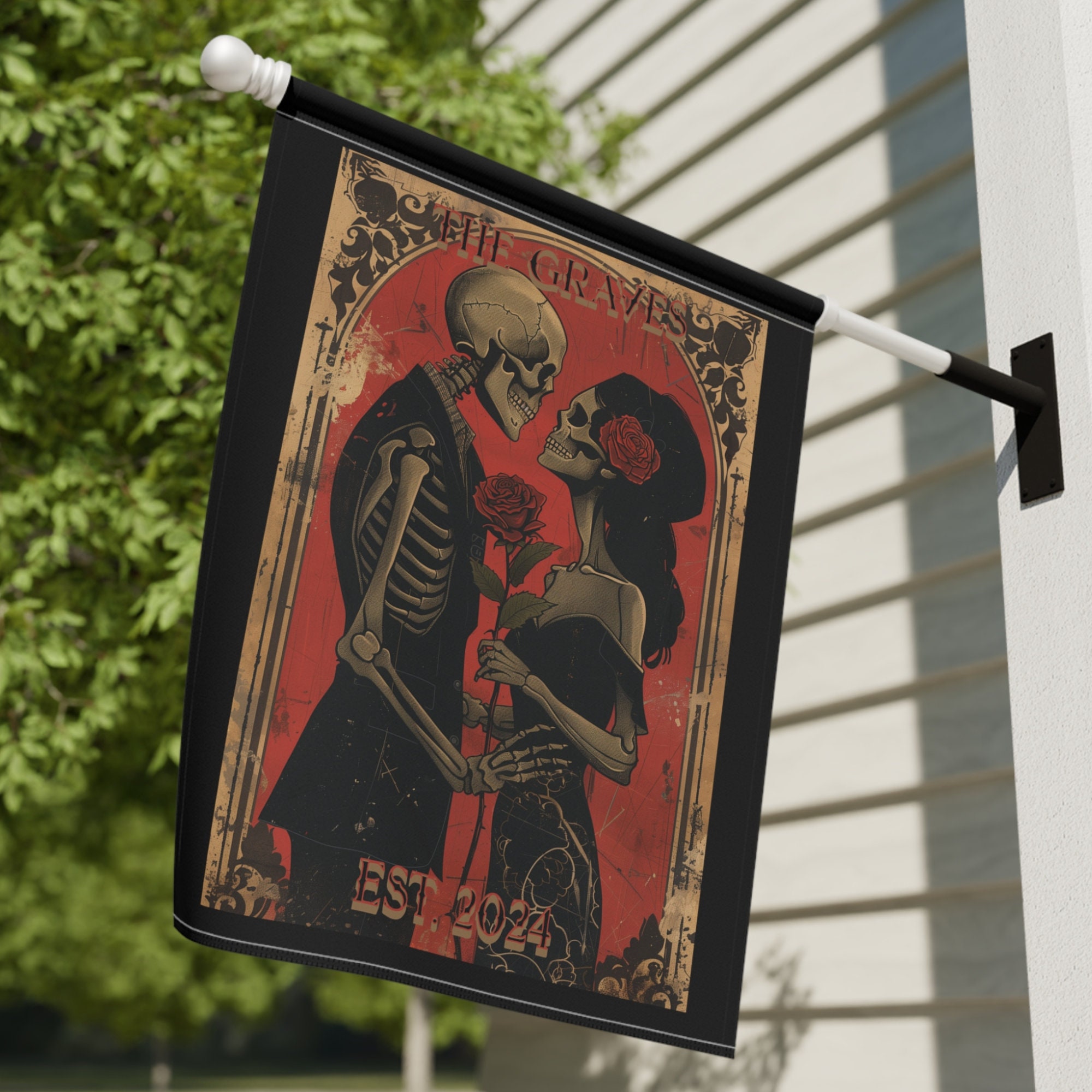 Goth Wedding Banner Gift Personalized Garden Flag Engaged Gothic ...