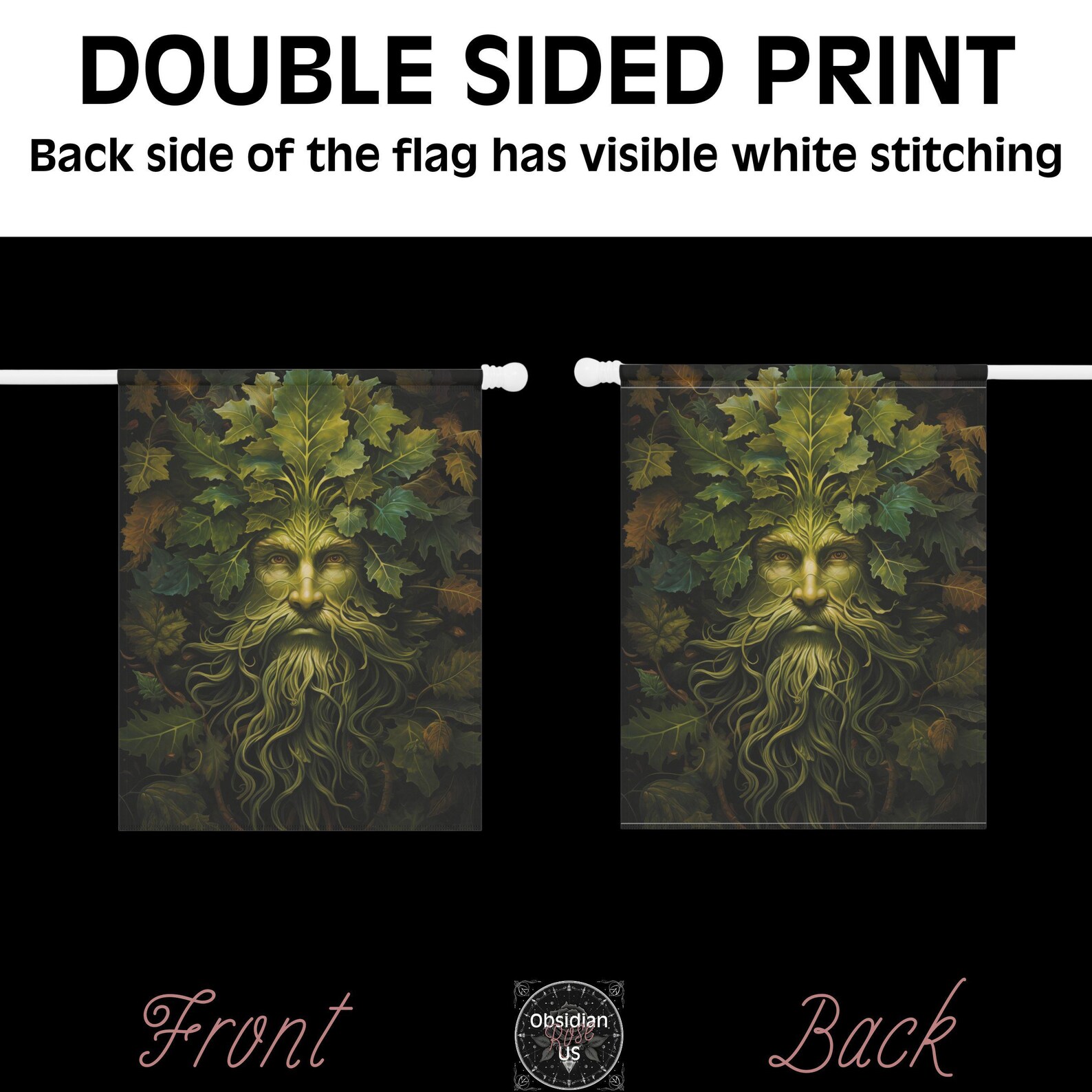 Beltane Green Man Garden Flag, Pagan Garden Decor, Wheel of the Year ...
