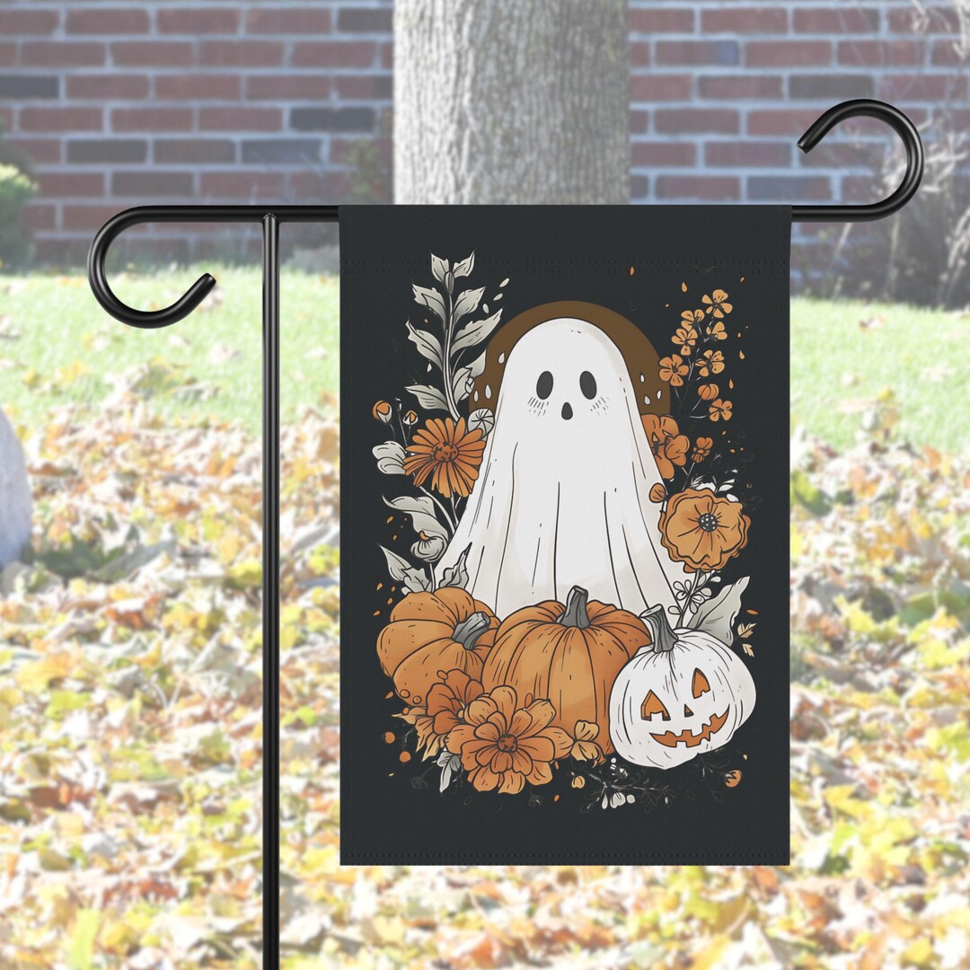 Cute Halloween Ghost Yard Flag Goth Garden House Banner Spooky Season ...