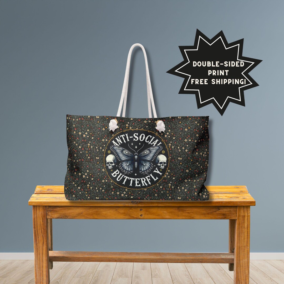 Gothic Butterfly Weekender Bag Set, Dark Aesthetic Travel Tote and ...