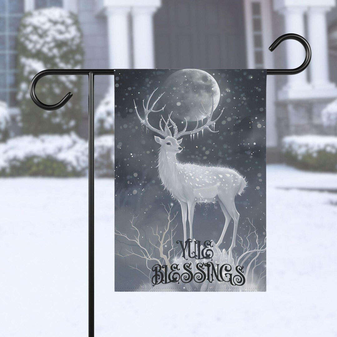 Yule Deer Garden Flag, Winter Solstice Wheel of the Year Lawn Ornament ...