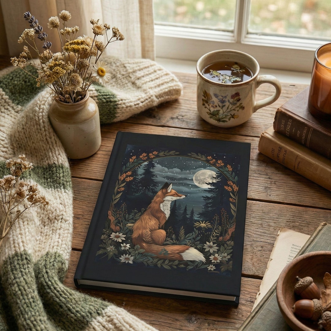Personalized Red Fox Journal, Custom Nature Notebook, Moon Lovers Diary ...