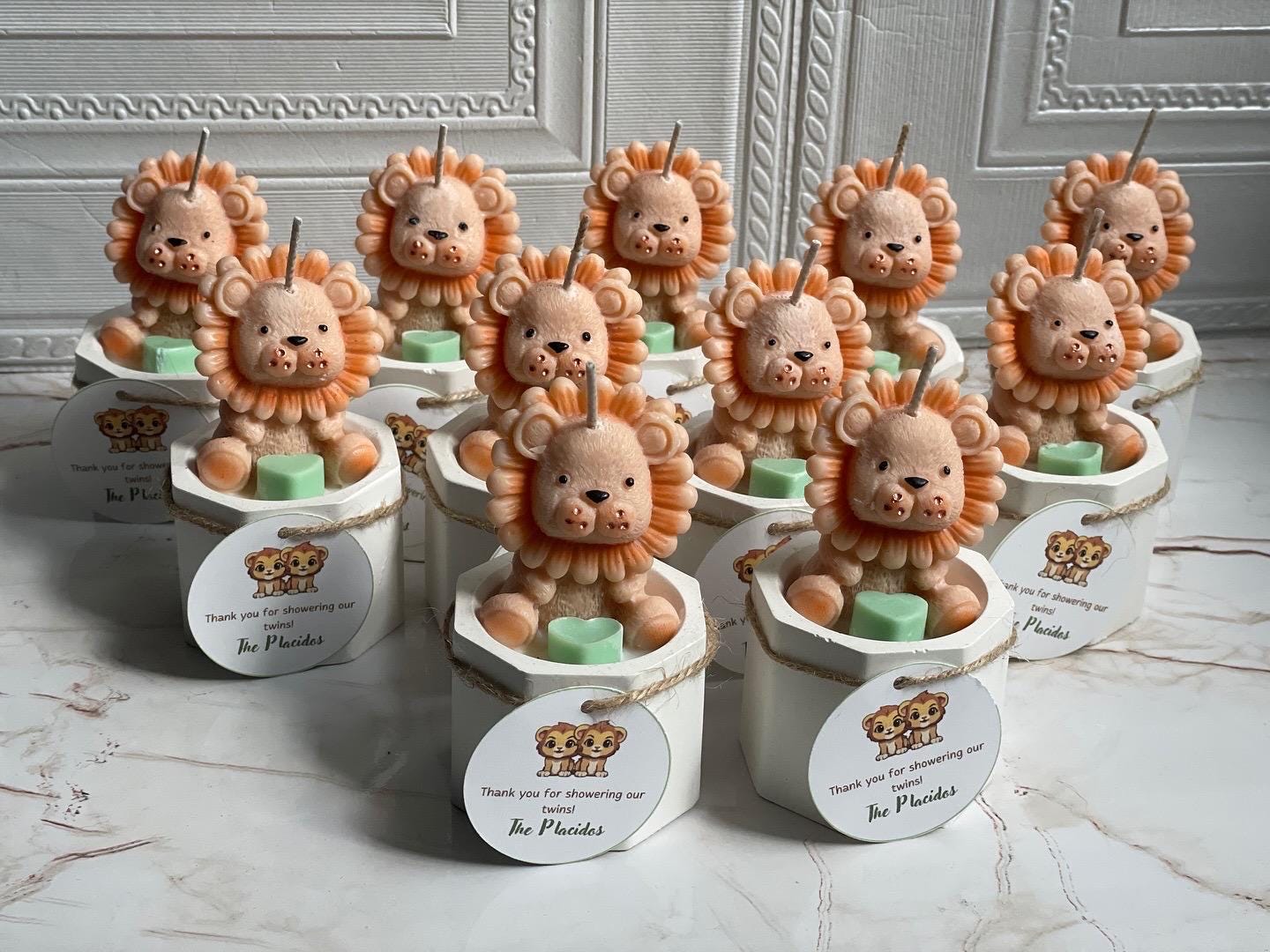 Baby Lioncandles| Baby Lion in a Pot| Personalized Baby Shower Favor ...