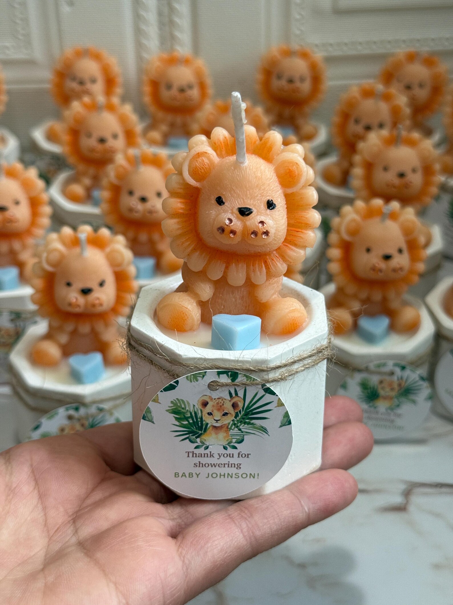 Baby Lioncandles| Baby Lion in a Pot| Personalized Baby Shower Favor ...