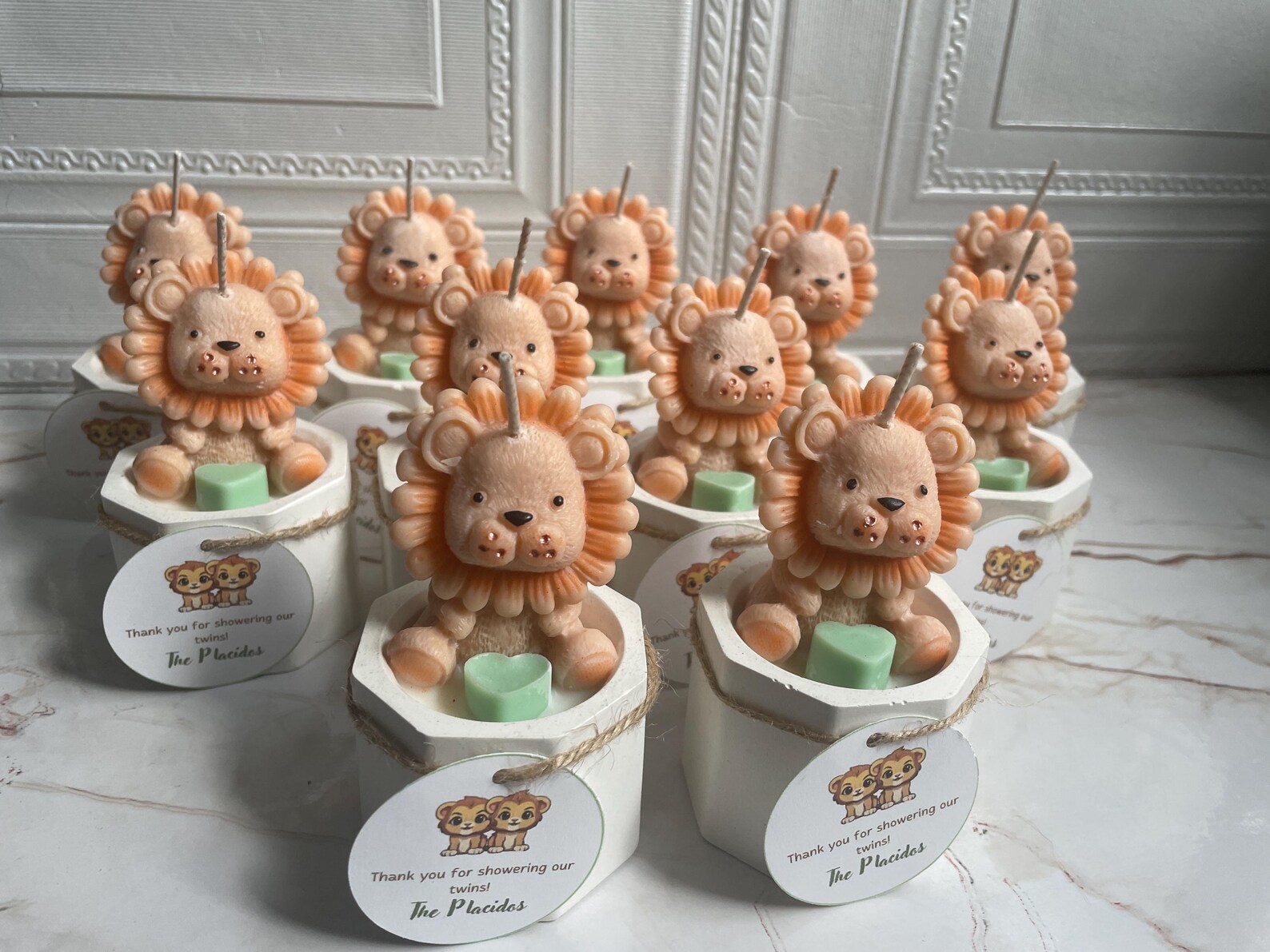Baby Lioncandles| Baby Lion in a Pot| Personalized Baby Shower Favor ...