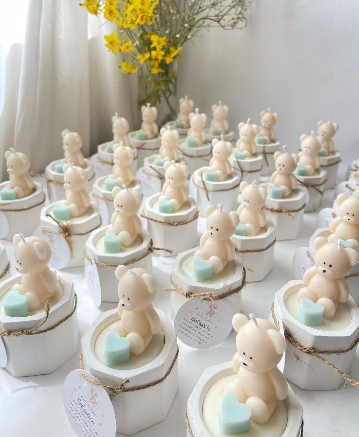 Baby Shower Favor Candles| Mini Teddy Bear in a Pot| Personalized Baby ...