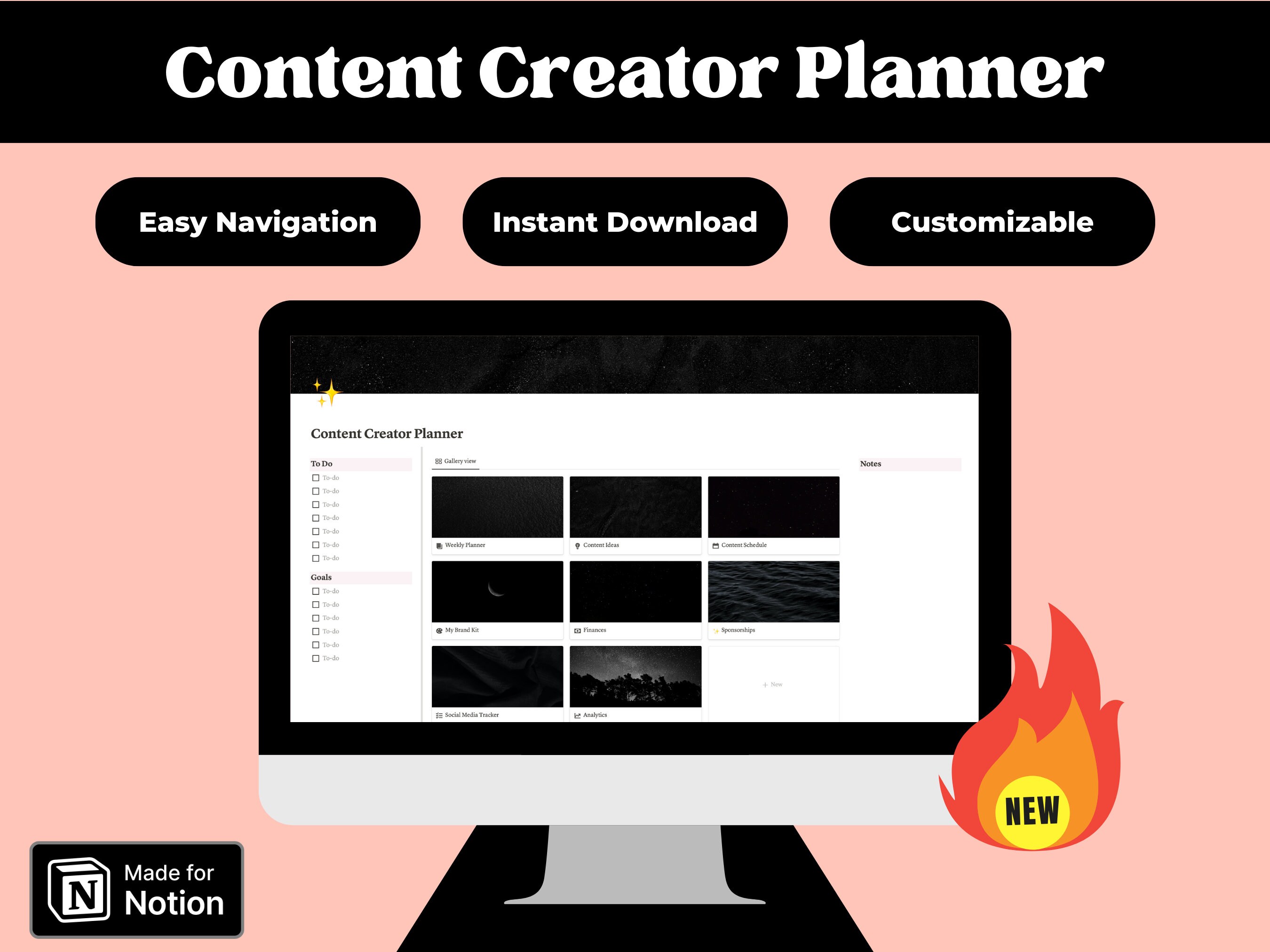 Content Creator Planner // Content Planner, Influencer Planner, Notion ...