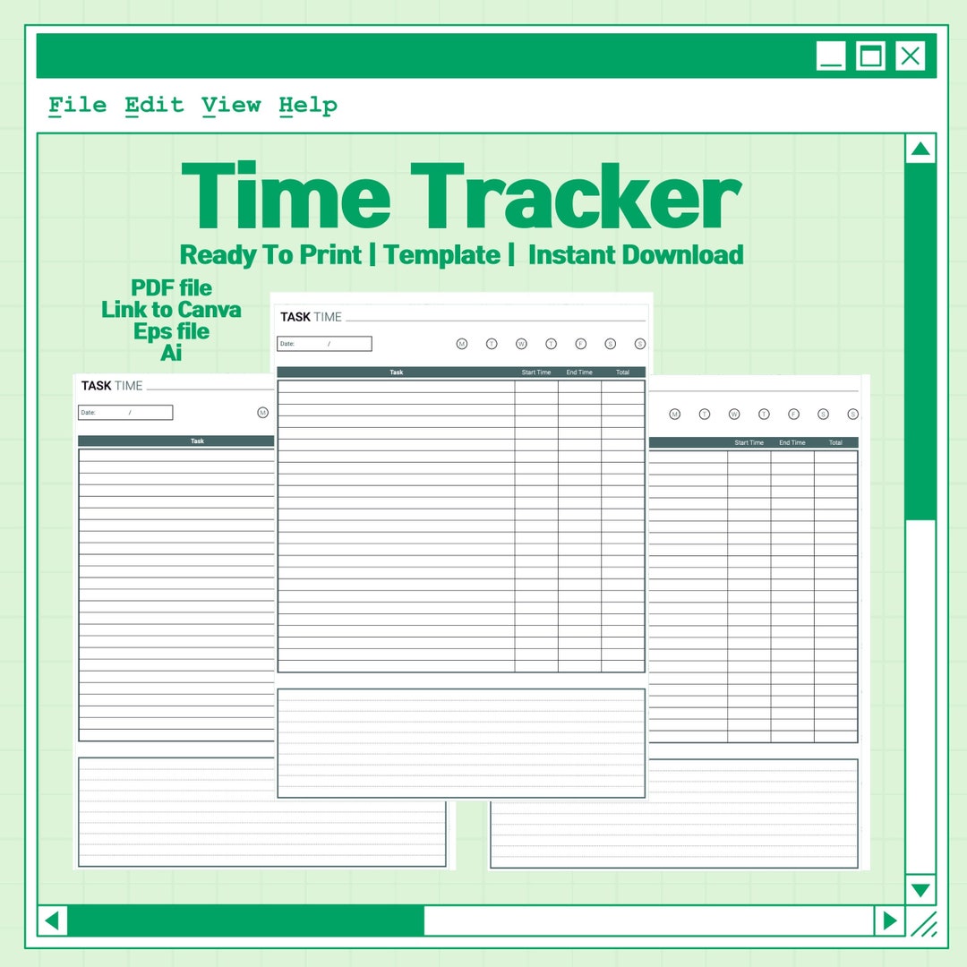 Simple Time Tracker | Productivity Planner | Printable | Template ...
