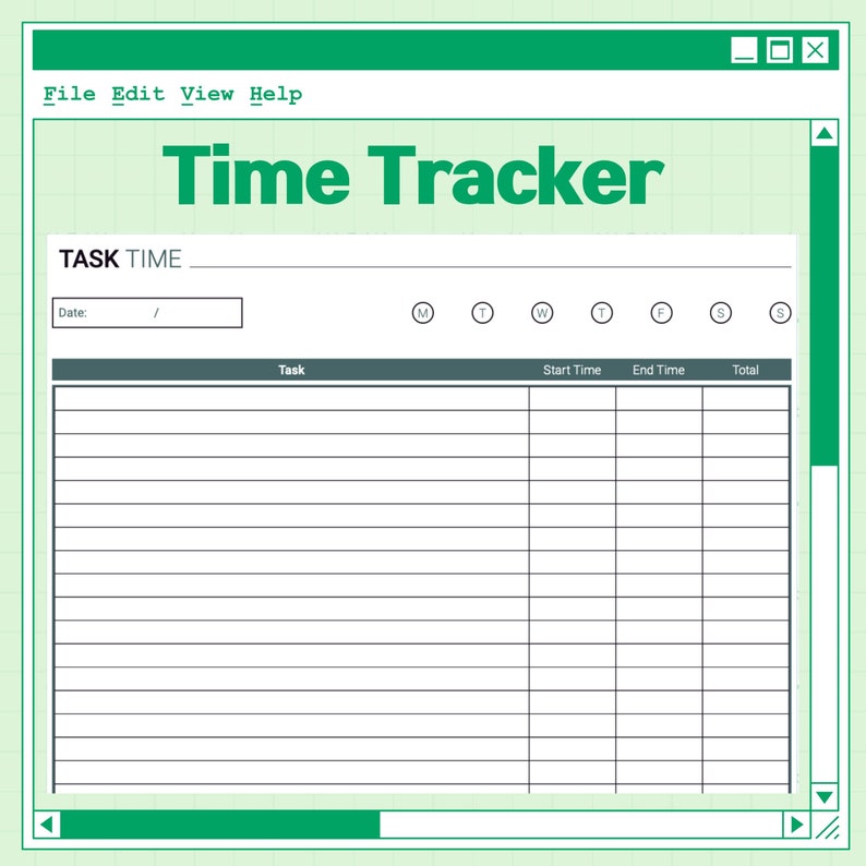 Simple Time Tracker | Productivity Planner | Printable | Template ...