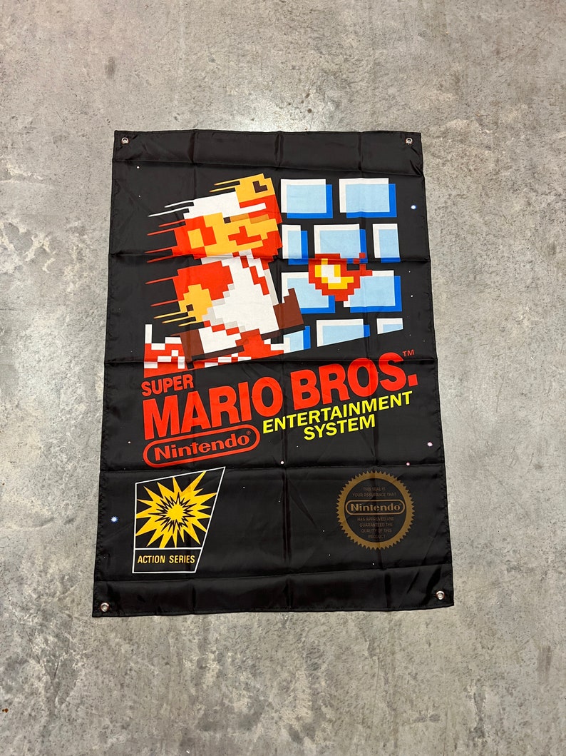 Super Mario Bros Custom Wall Flag Banner Tapestry 2 X 3 Ft, NES - Etsy ...