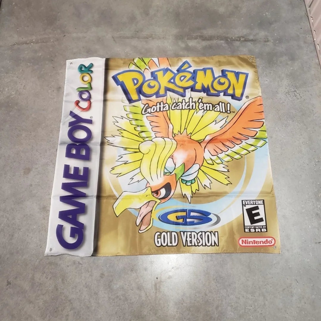 Pokemon Gold Version Custom Wall Flag Banner Tapestry 3 X 3 Ft, GBC ...