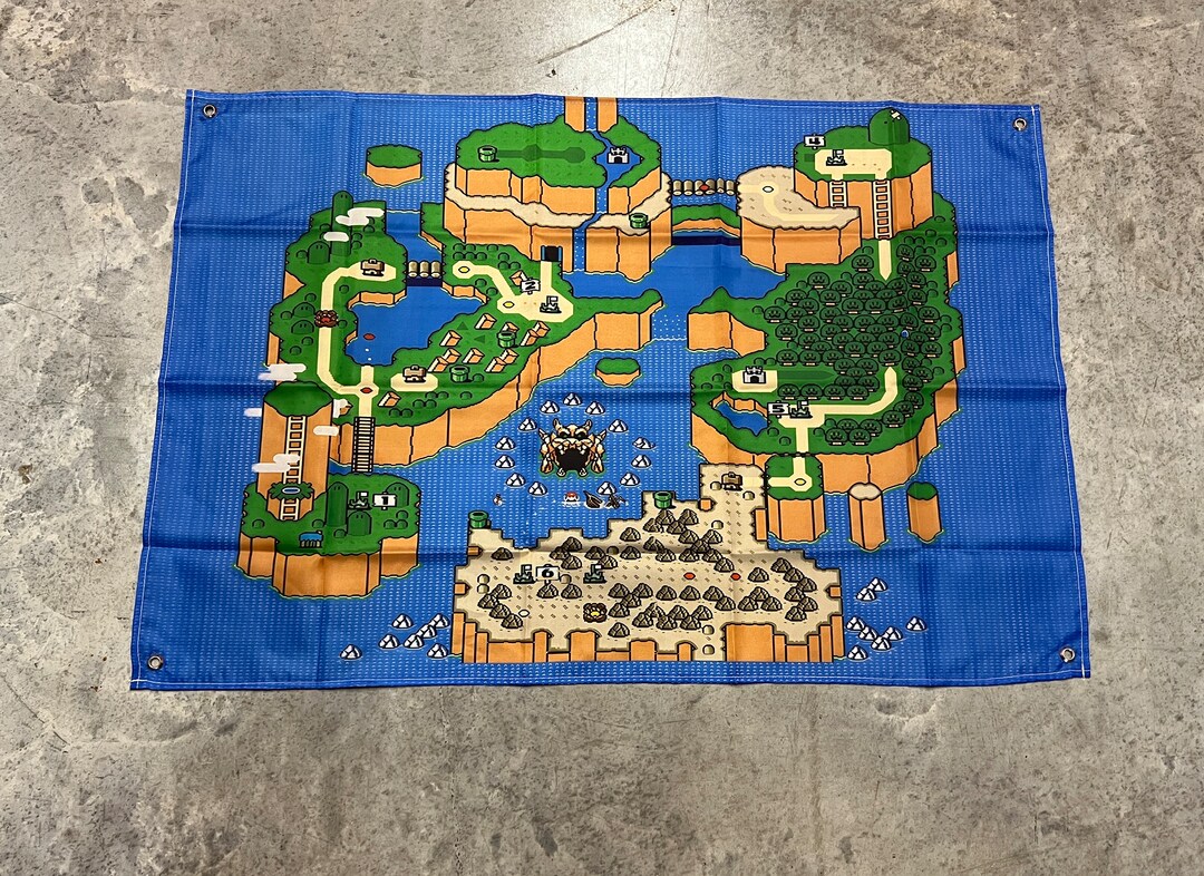 Super Mario World Map Custom Wall Flag Banner Tapestry 2 X 3 Ft, SNES ...