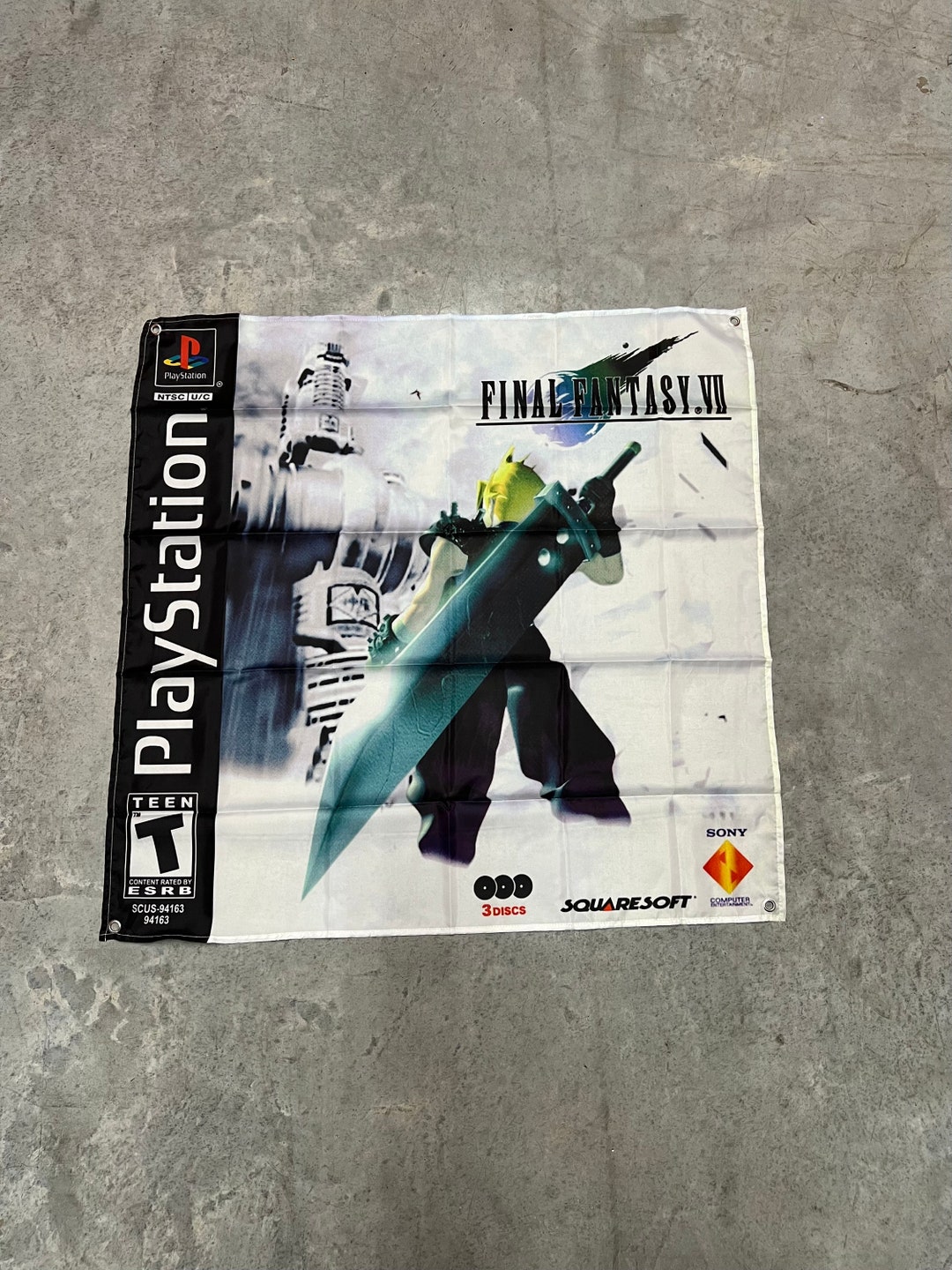 Final Fantasy 7 Custom Wall Flag Banner Tapestry 3 X 3 Ft, PS1 ...