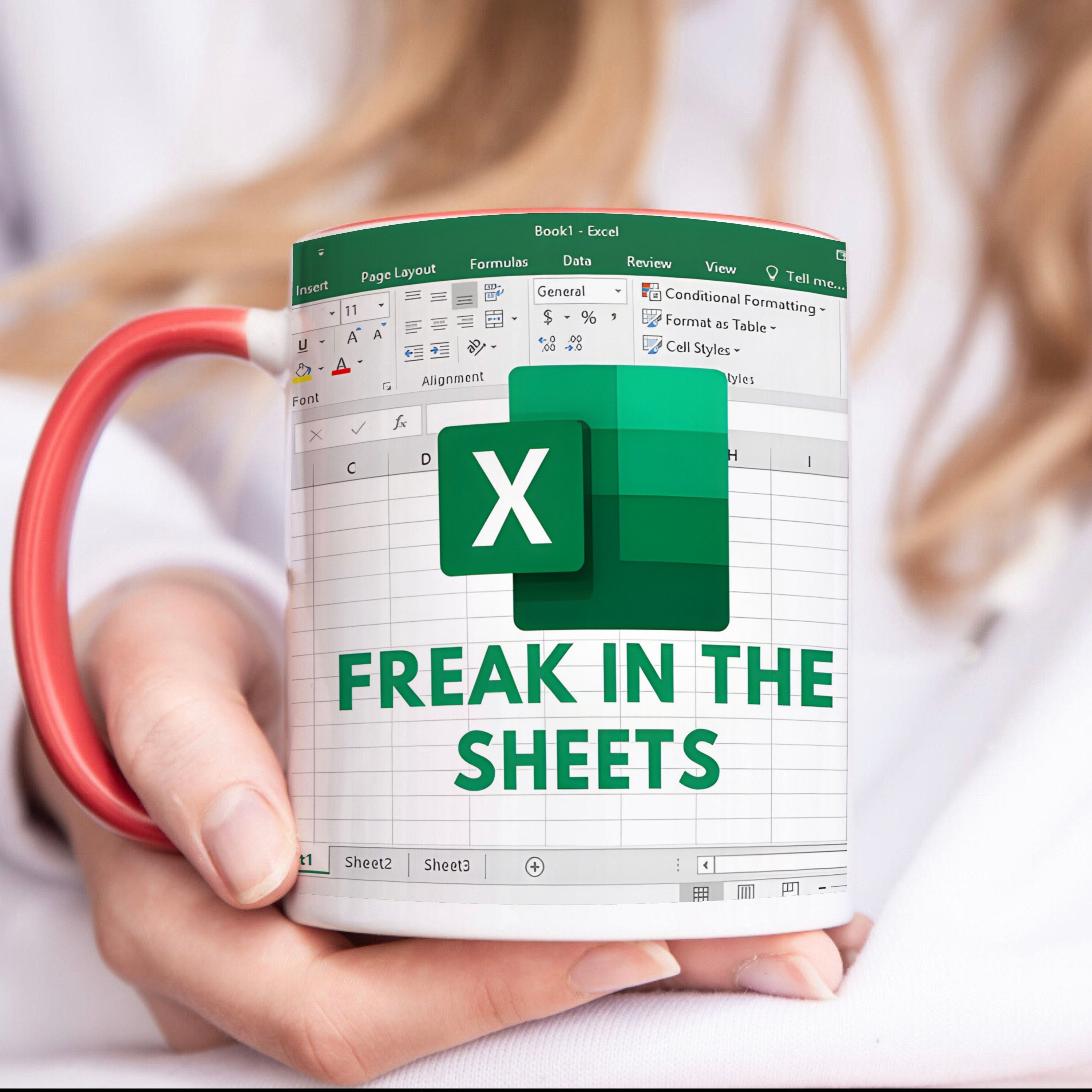 Excel Freak in the Sheets Excel Spreadsheet Meme Mug, Programmer ...