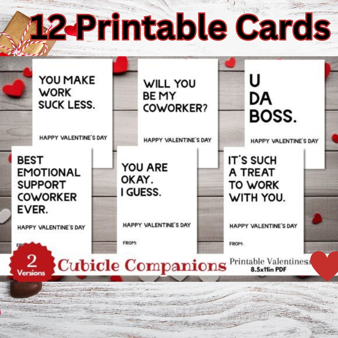 Funny Office Coworker Printable Valentines Day Cards PDF, Office Humor ...