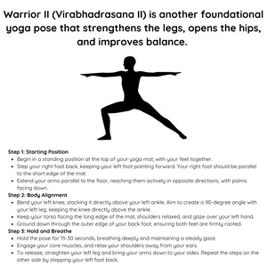 Yoga Poses: Warrior 2-how to Digital Print - Etsy