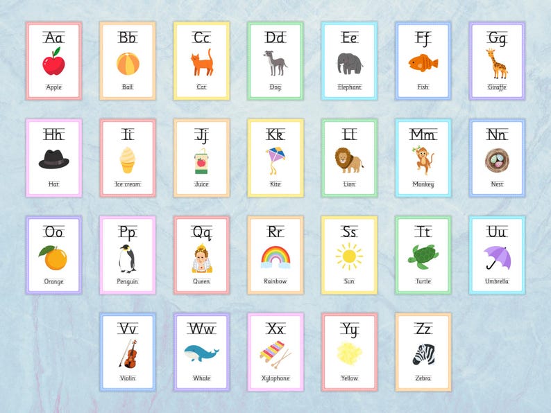 Printable ABC Flashcards | A–Z Illustrated Alphabet Cards | Letter ...
