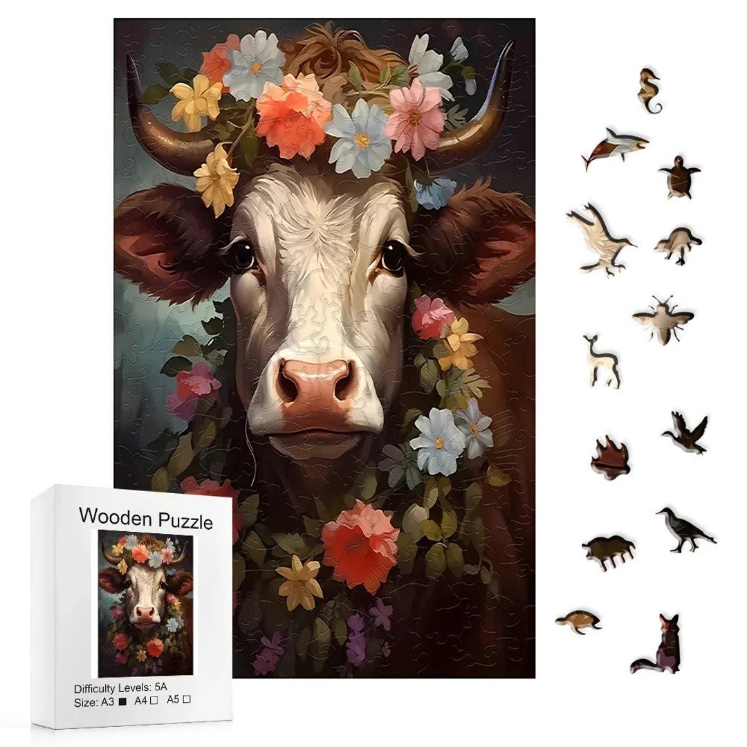 Cow Wooden Puzzle for Advanced Players Creative Various Special Shapes ...